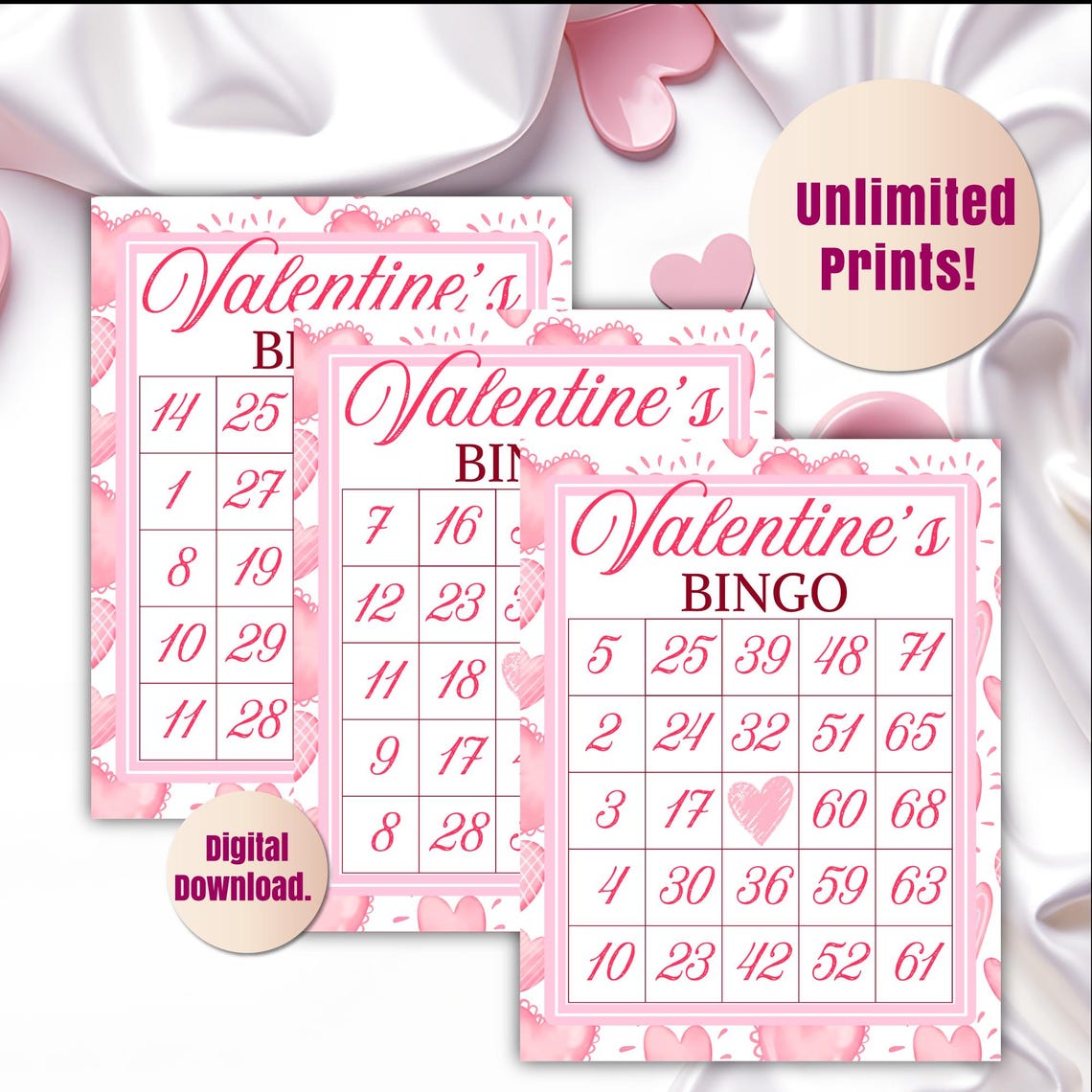 100 Bingo Cards Printable | Valentine’s Day Bingo Game | Kids Valentine ...