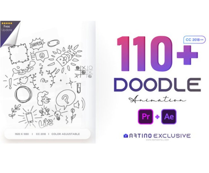 Creative Doodles Animation Pack. 110 Templates for Premiere Pro & After ...