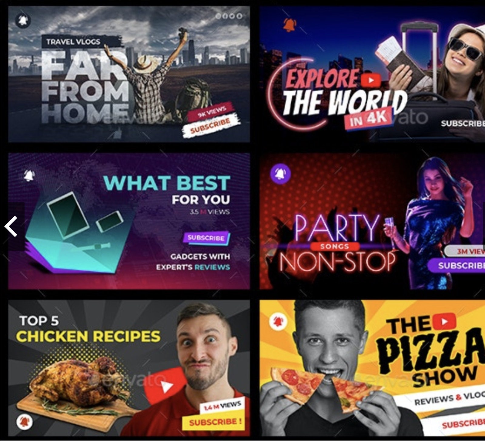 50 Sets Youtube Thumbnail Design Template | PSD File Format for Easy ...