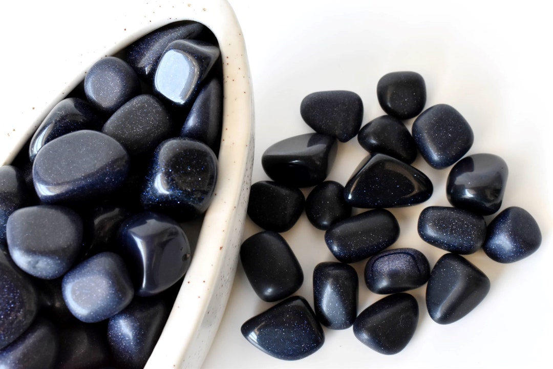 Natural Blue Sandstone Tumbled Stones, Healing Polished Goldstone in ...