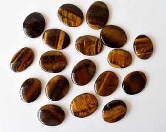One 1 Tiger Eye Worry Stone for Crystal Healing Pocket Palm Stone Thumb ...