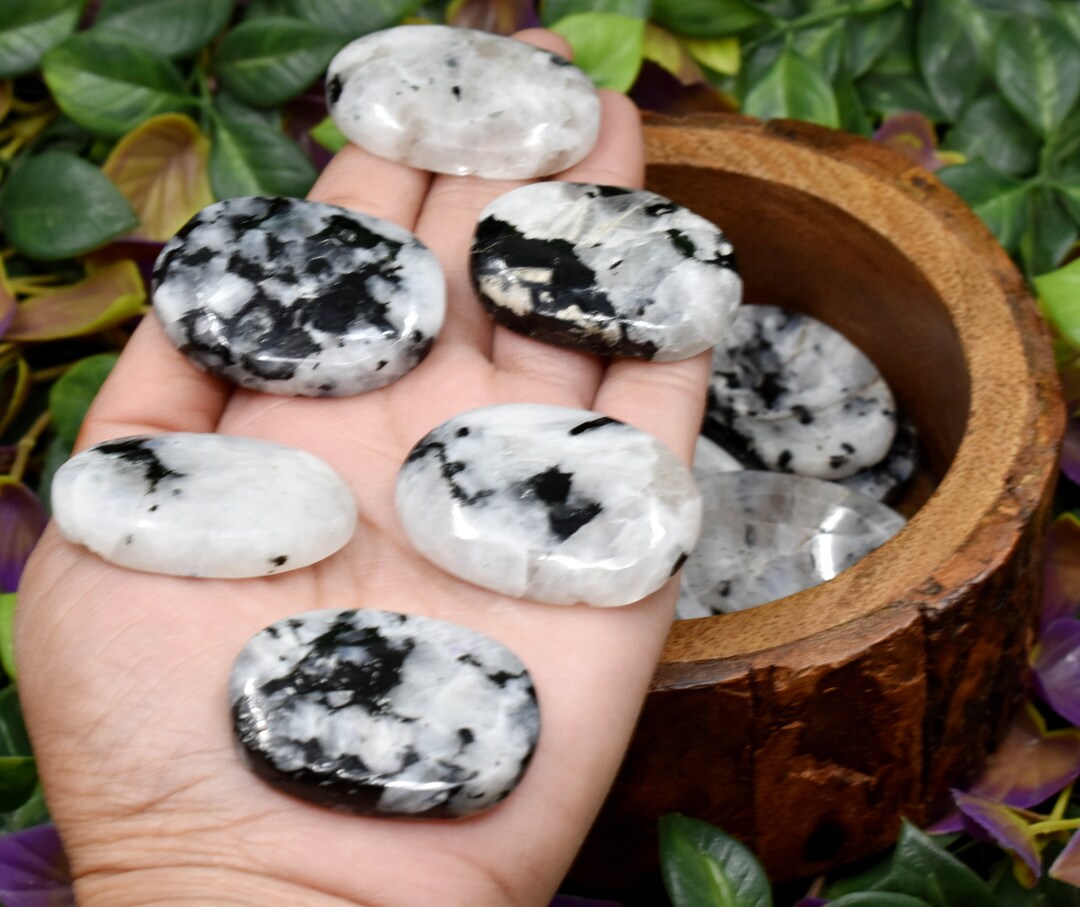 Genuine Rainbow Moonstone Worry Stones, 25pcs Natural Polished Pocket ...