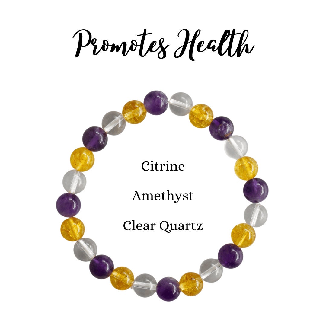 Promotes HEALTH Crystal Bracelet, Handmade Healing Gemstones Beaded ...