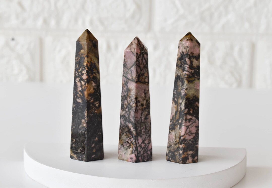 One (1) Rhodonite Tower Obelisk Points ~ Crystal Tower Point, Polished ...