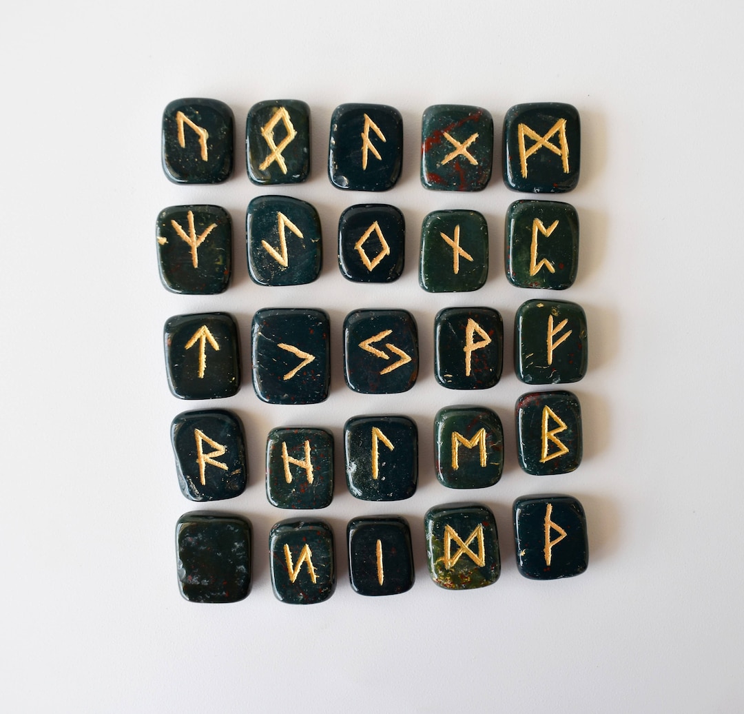 Bloodstone Rune Sets Elder Futhark Rune Set Comes With Black Velvet ...