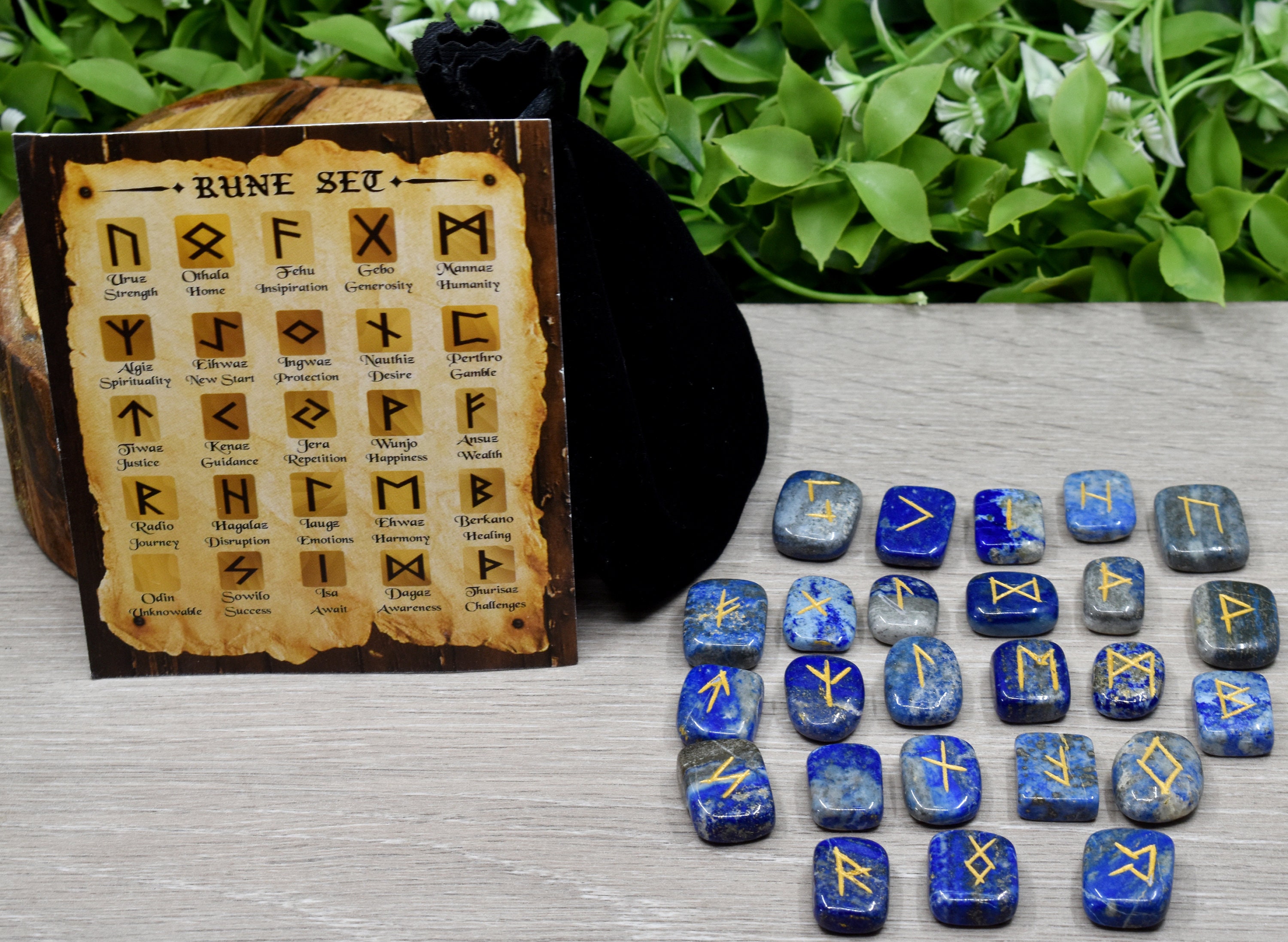 Lapis Lazuli Rune Sets Elder Futhrak Rune Set Comes With Black | Etsy