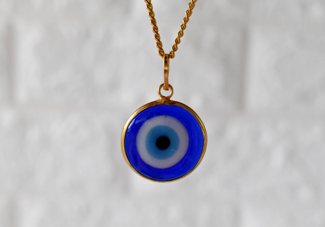 PERIMADE Turkish Evil Eye Pendant Necklace Charm • Blue Glass Evil Eye ...