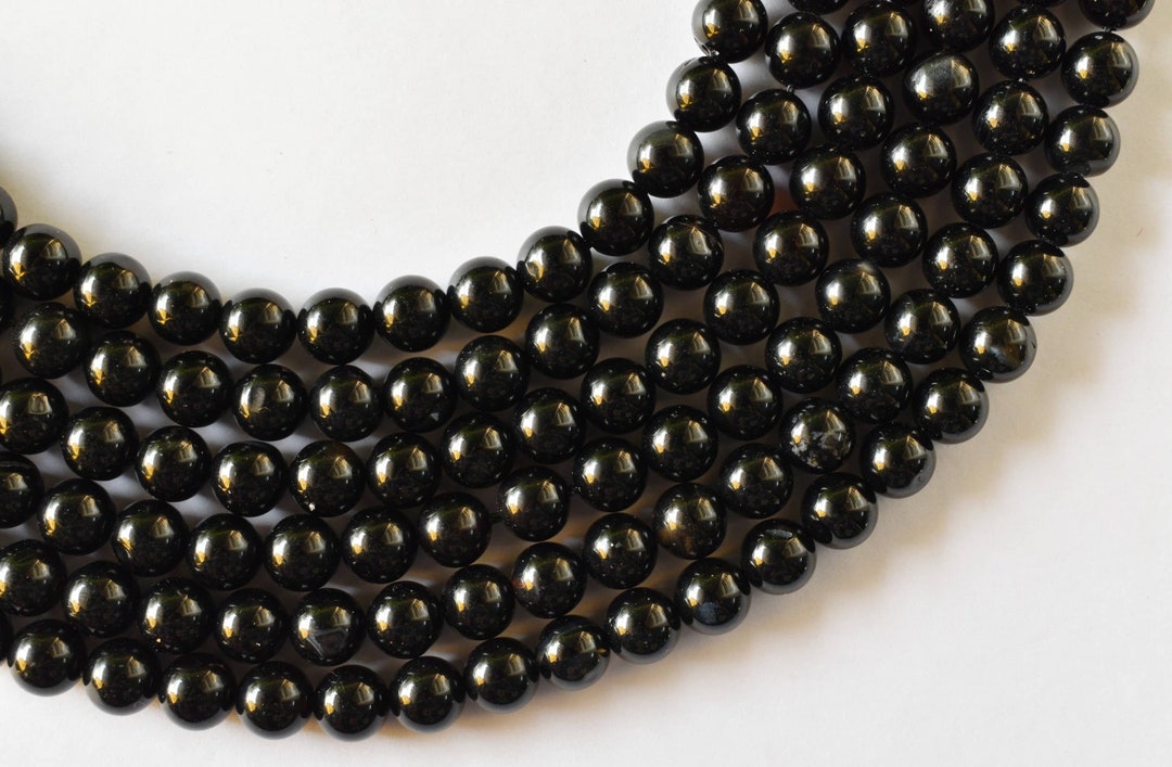 Black Tourmaline Round Beads 4mm, 6mm, 8mm, 10mm, 12mm Crystal Beads ...