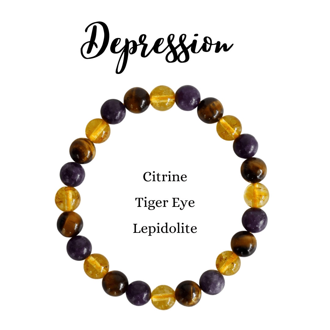 Soothing DEPRESSION Crystal Bracelet, Beaded Gemstone Jewelry for ...