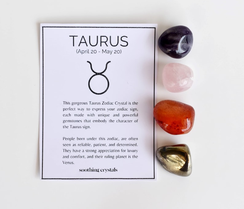 TAURUS Zodiac Crystals Set, Astrology Birthday Gift, Astrology Gift ...