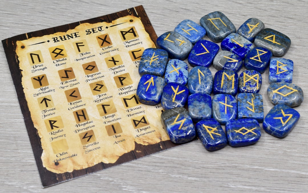 Lapis Lazuli Rune Sets Elder Futhrak Rune Set Comes With Black - Etsy