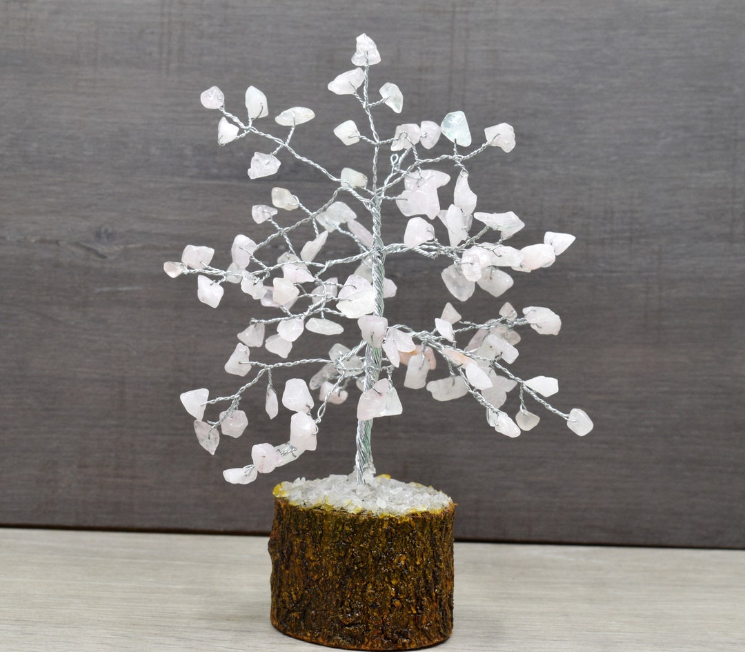 Rose Quartz Gemstone Tree Bonsai Pink Crystal Tree Crystal Tree Wire ...