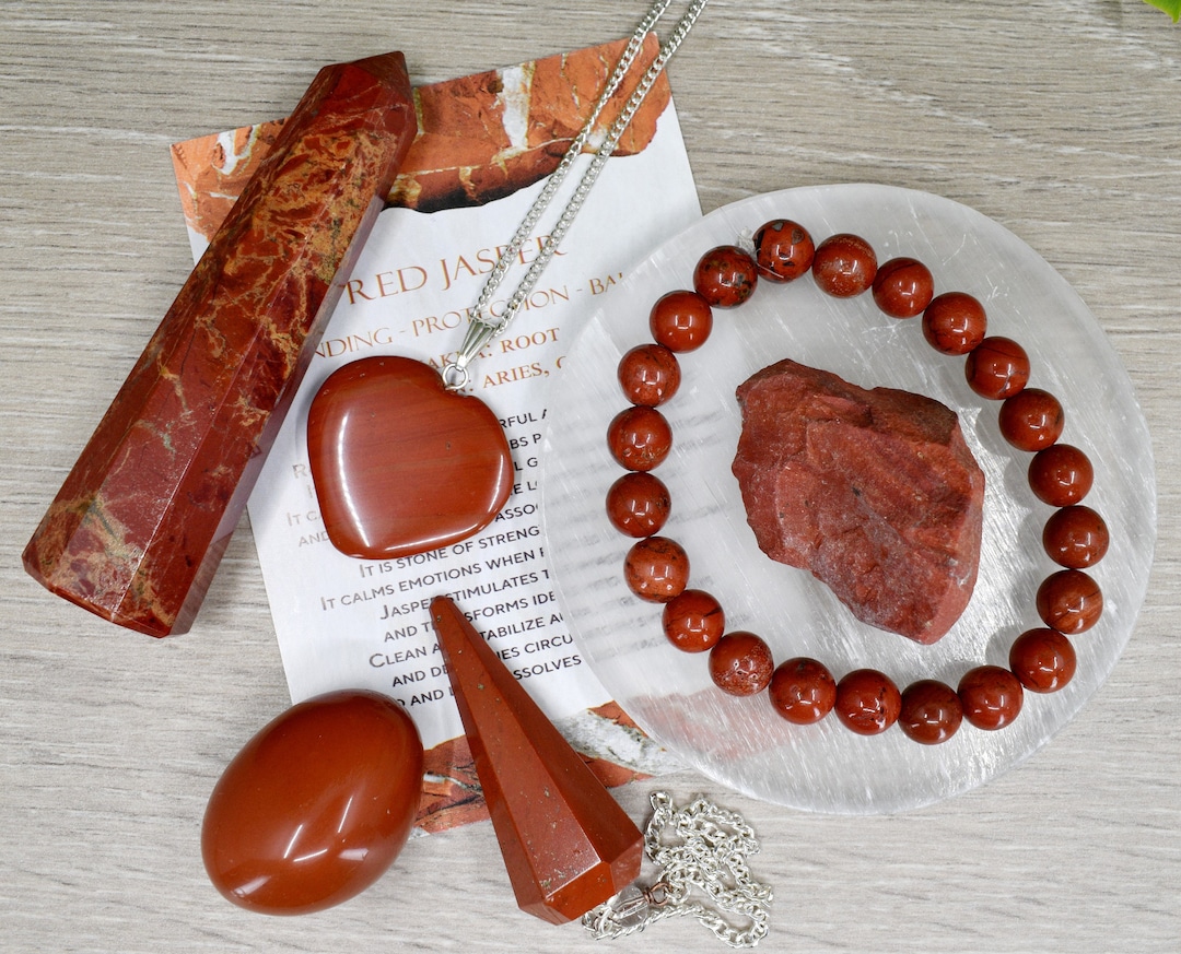 Genuine Red Jasper Crystal Gift Sets, Real Polished 7pc Gemstones for ...