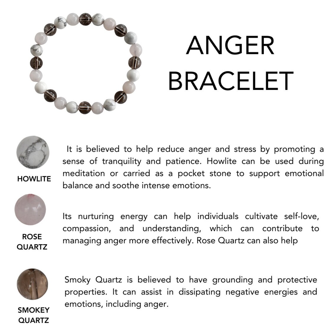 Release and Control ANGER Crystal Bracelet, Anger Management Healing ...