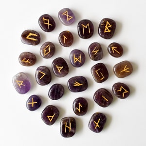 Amethyst Rune Sets Elder Futhark Rune Set Gemstone Runic Set Comes With ...
