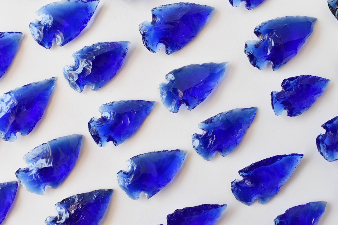 Bulk 5 Pcs Dark Blue Glass Arrowhead 1.25'' Points Spearhead Jewelery ...
