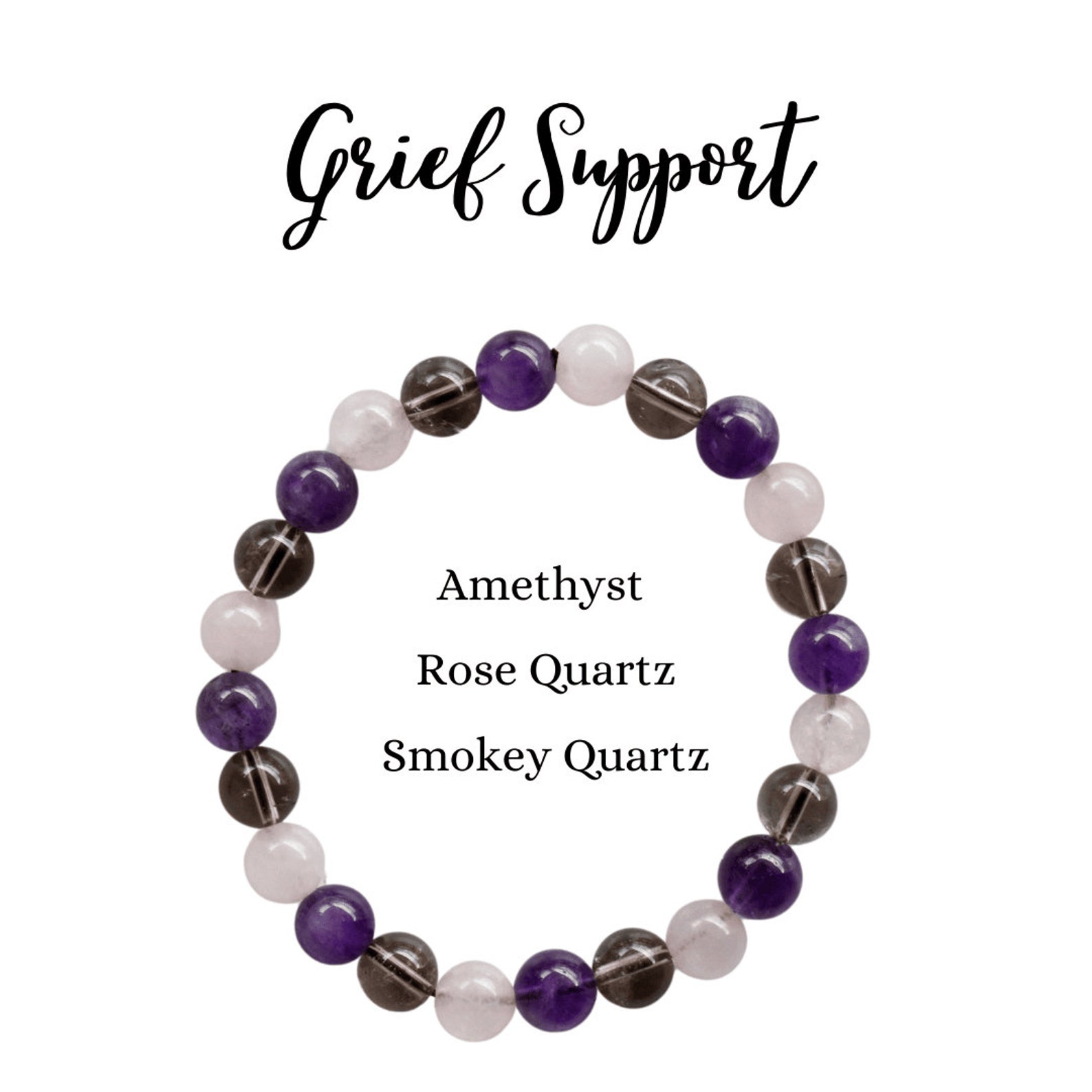 GRIEF Support Crystal Bracelet, Grief Genuine Crystal Healing Bracelet ...