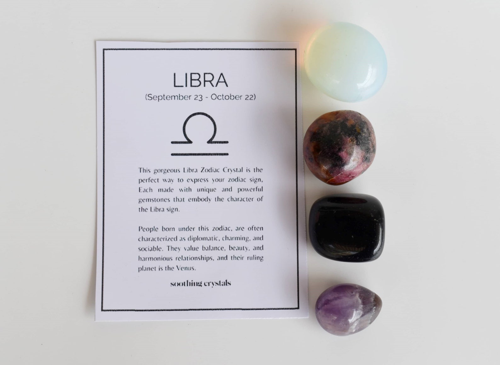 LIBRA Zodiac Crystals Set, Astrology Birthday Gift, Astrology Gift ...