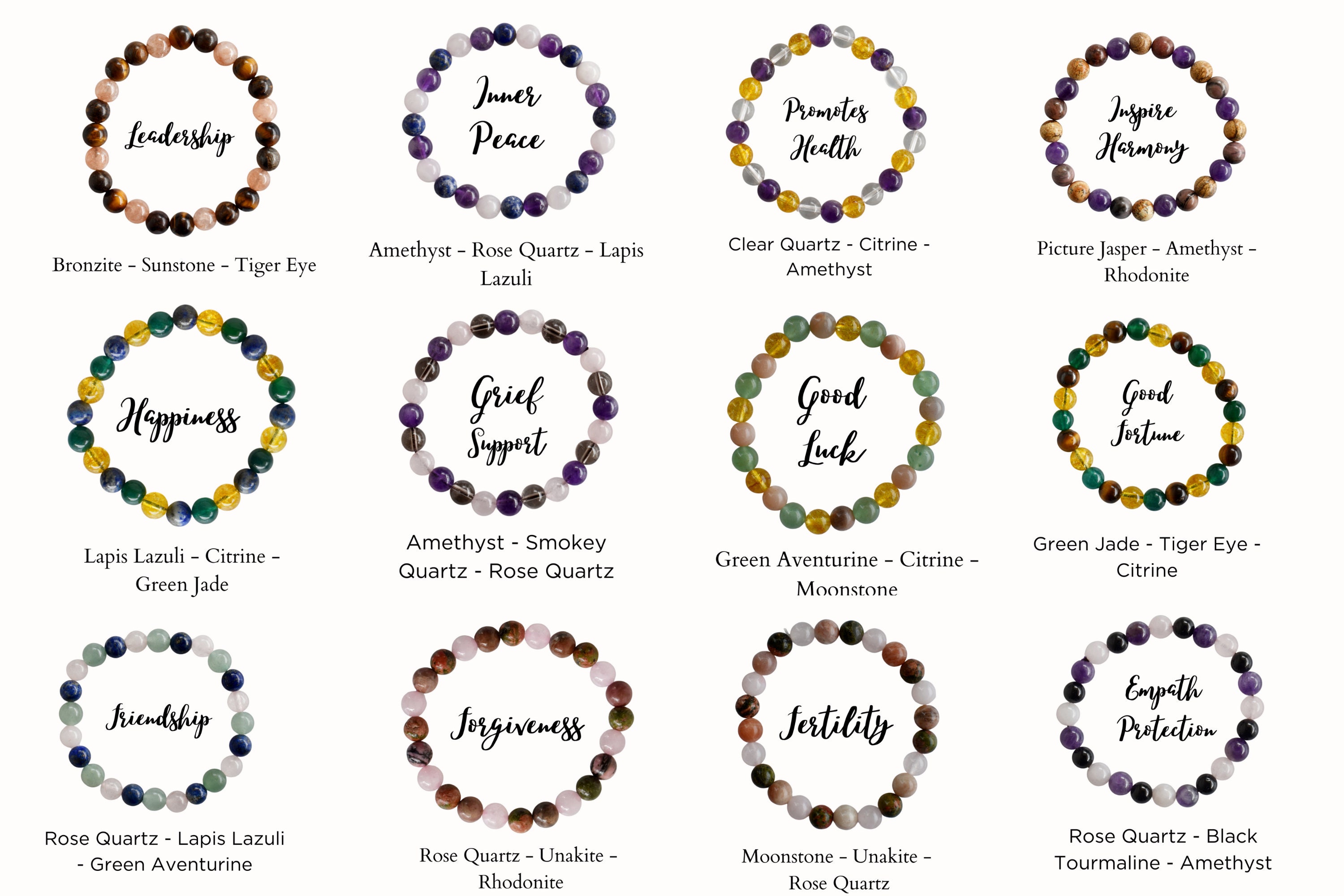 Inspire LEADERSHIP Crystal Bracelet, Inspire Stones Bracelet, Healing ...