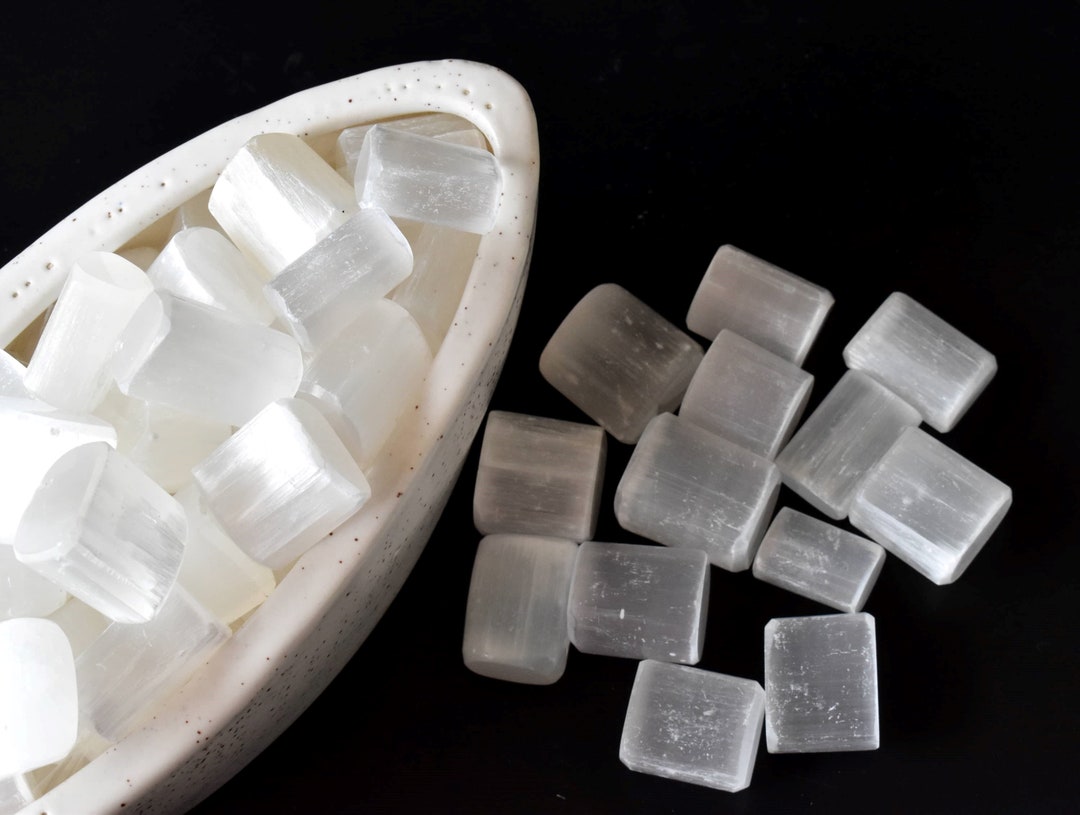 Selenite Tumbled Stones, Healing Crystals Tumbled Stones in Pack Sizes ...