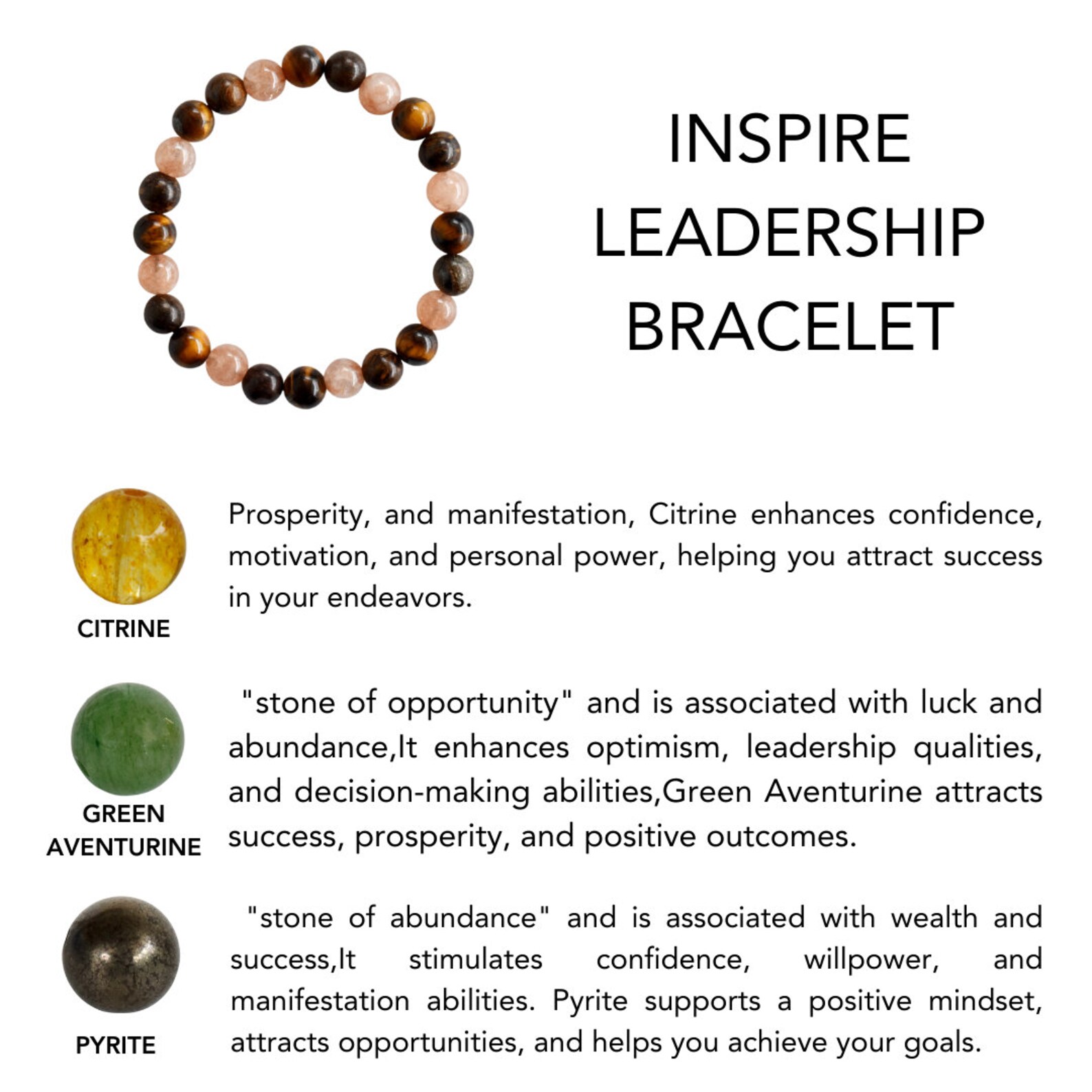 Inspire LEADERSHIP Crystal Bracelet, Inspire Stones Bracelet, Healing ...
