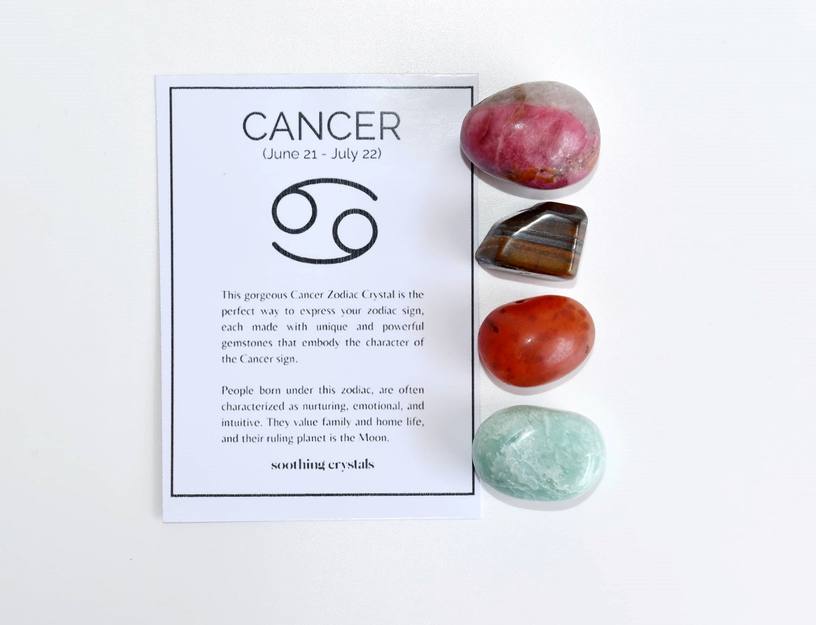 CANCER Zodiac Crystals Set, Astrology Birthday Gift, Astrology Gift ...