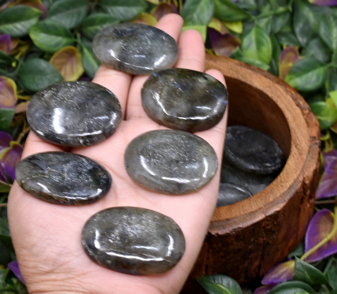 Healing Labradorite Worry Stones, Natural 25pcs Polished Colored Oval ...