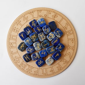Lapis Lazuli Rune Sets Elder Futhrak Rune Set Comes With Black Velvet ...