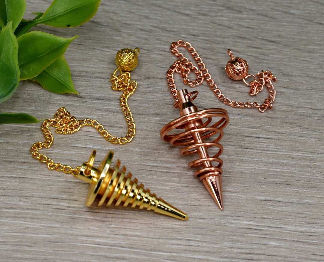 Brass Cone & Spiral Pendulum, Choose One Copper or Gold Metal Sacred ...
