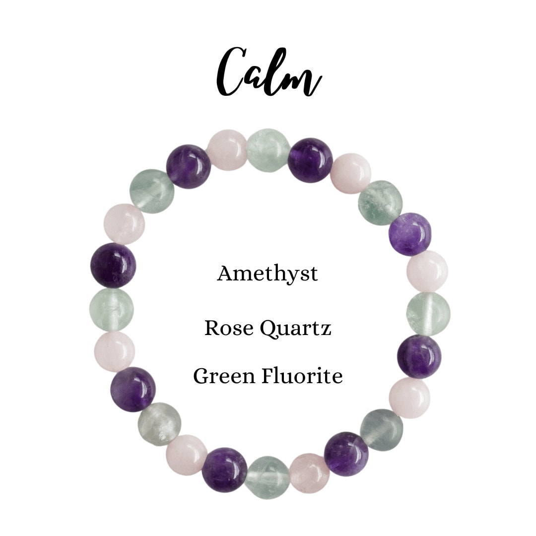Crystal CALM Beaded Bracelet, Gemstone Crystal Bracelet for Inner Peace ...