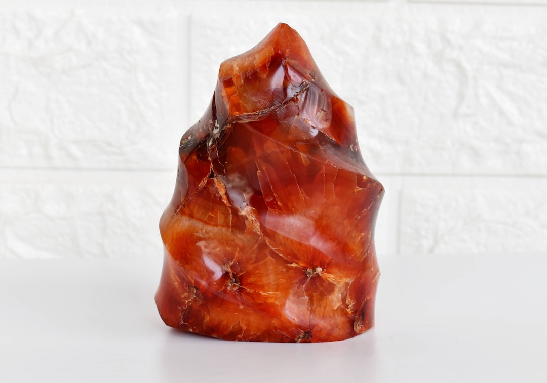 Carnelian Crystal Freeform, Cut Base Red Orange Gemstones, Healing ...