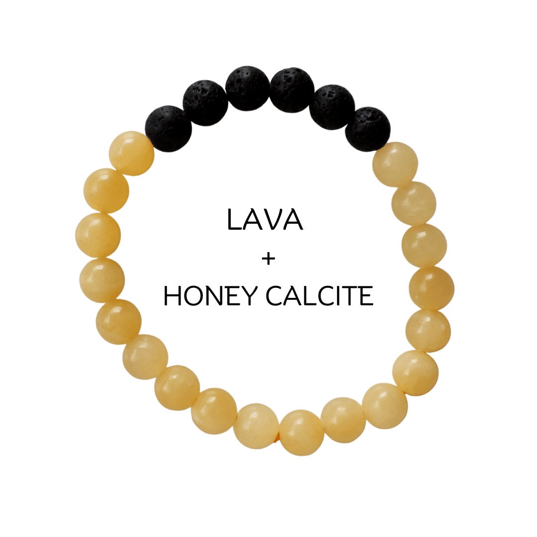 Crystal Diffuser Stone Honey Calcite Bracelet, Lava Bead Oil Diffuser ...