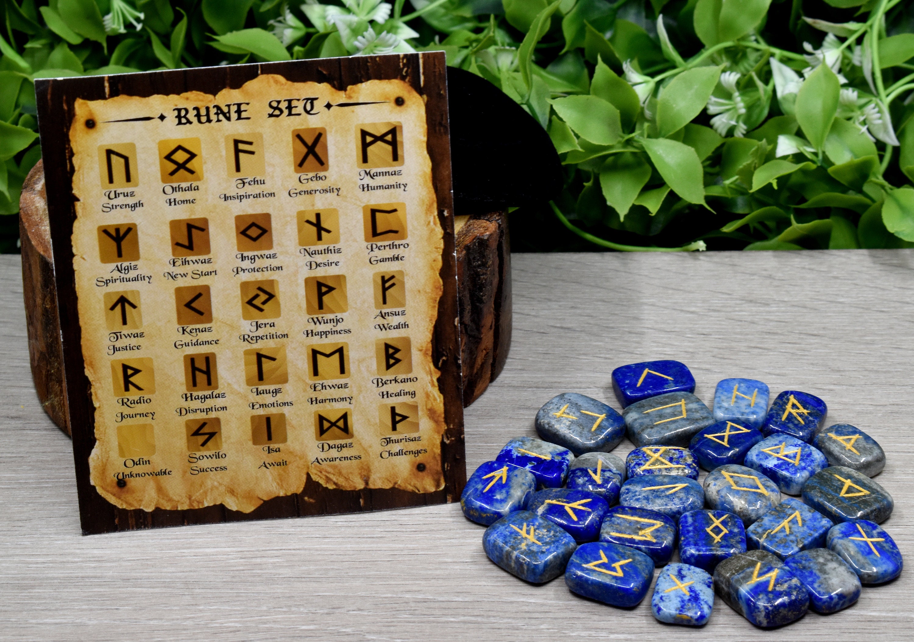 Lapis Lazuli Rune Sets Elder Futhrak Rune Set Comes With Black - Etsy
