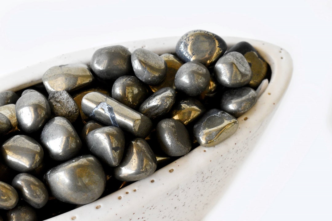 Crystal Pyrite Tumbled Stones, Energizing Healing Pocket Stones, Pyrite ...