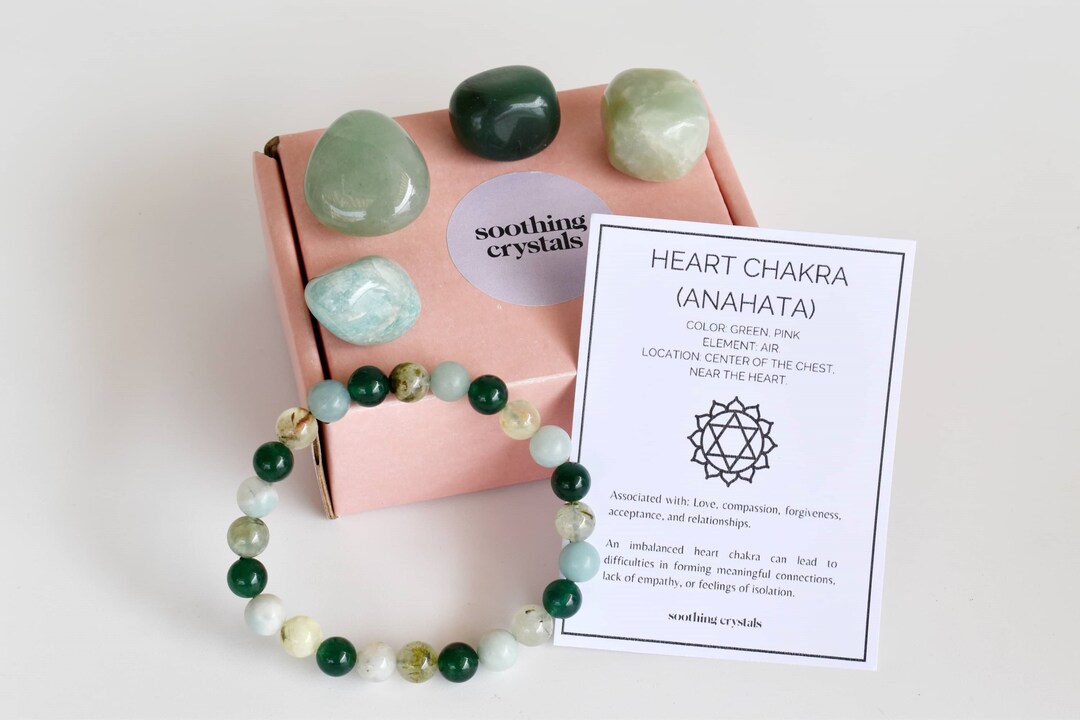 Crystal HEART Chakra's Stone, Chakra Stone Set, Heart for Gift, Tumbled ...