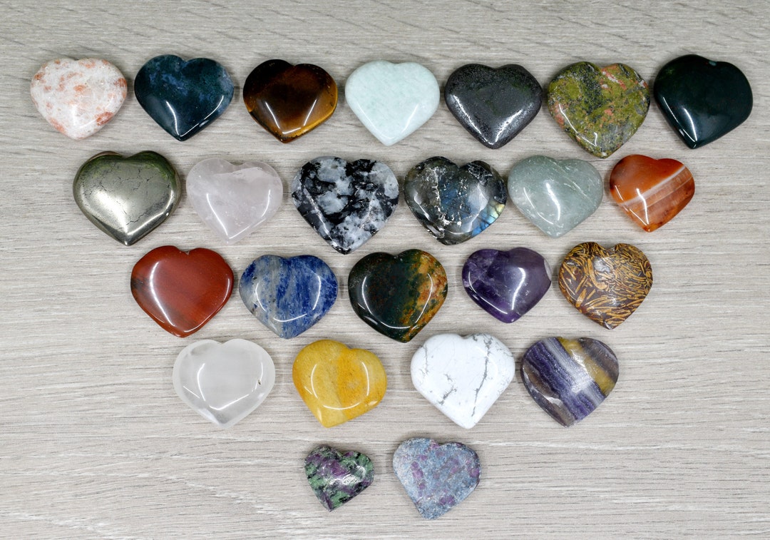 Pick One Puffy Mini Heart Crystals 1-inch Polished Mini Worry Pocket ...