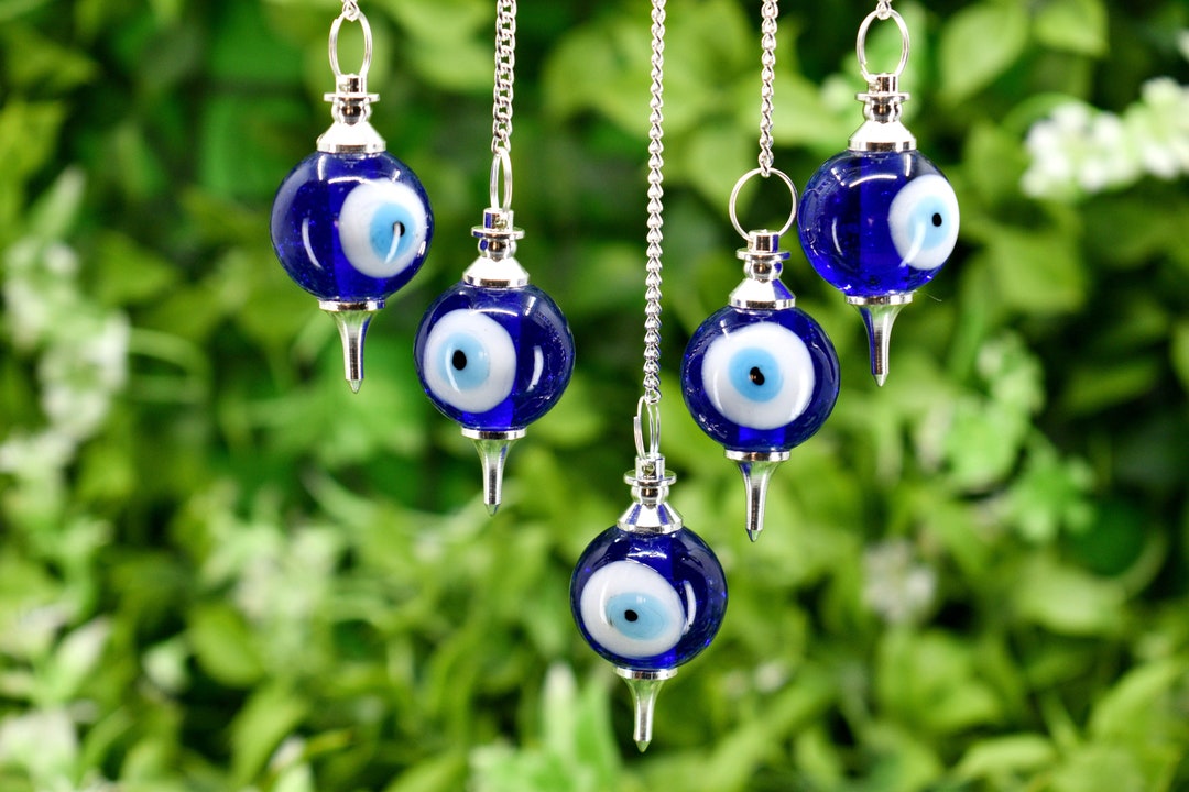 Evil Eye Ball Crystal Pendulums, Natural Powerful Turkish Talismans for Healing and Dowsing ...