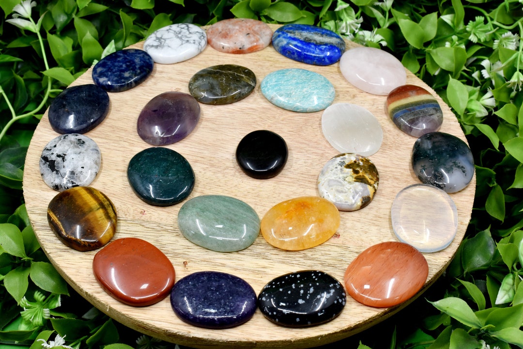 Pick One Hand Carved Crystal Worry Stones, Polished Pocket-sized ...