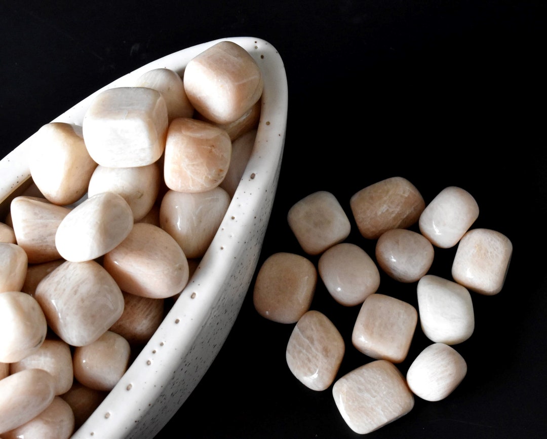 Peach Moonstone Tumbled Stones, Healing Crystals Tumbled Stones in Pack ...