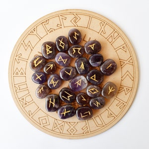 Amethyst Rune Sets Elder Futhark Rune Set Gemstone Runic Set Comes With ...
