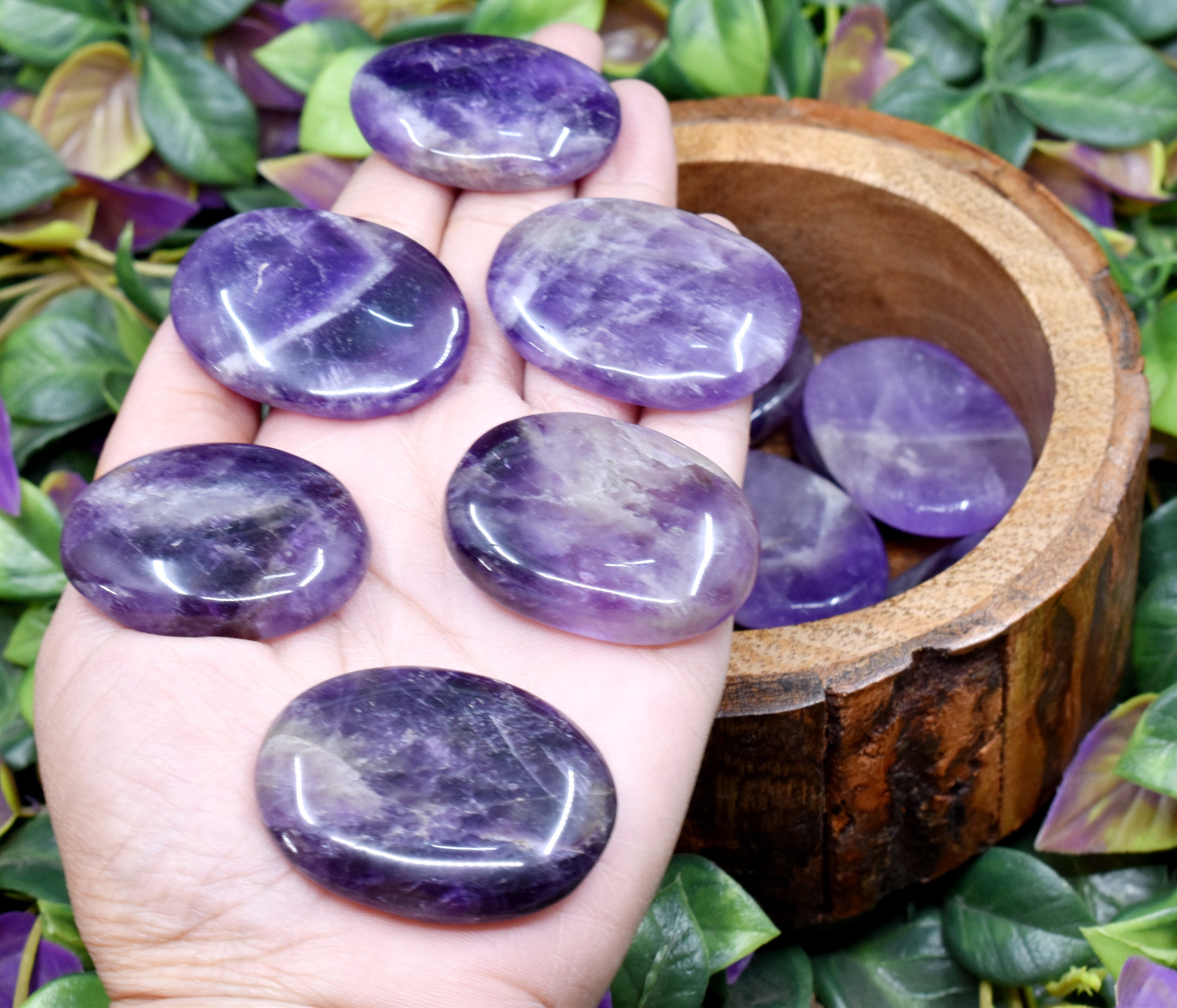 One 1 Natural Hand Carved Amethyst Crystal Worry Stone - Etsy