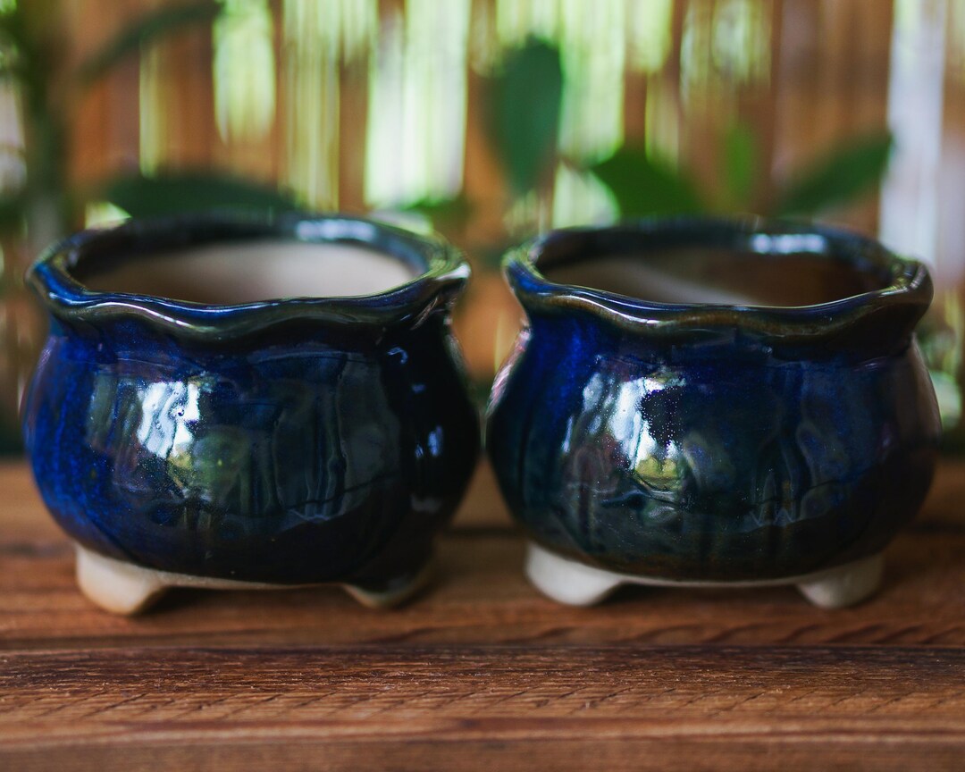 Dark Blue Planter / Glazed Ceramic Planter / Small Succulent Pot ...