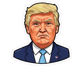Donald Trump Cartoon Sticker - Funny Political Decal for Laptops, Water ...