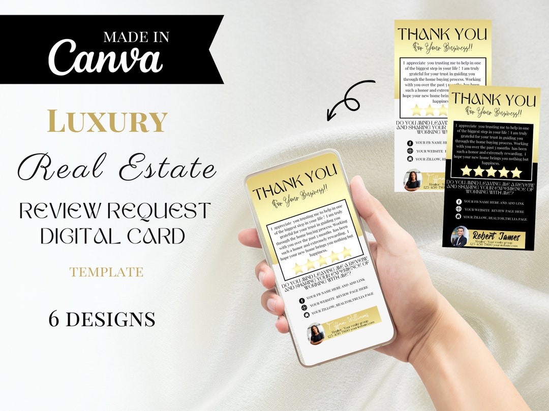 Luxury Real Estate Review Request | Digital Review Request Card ...