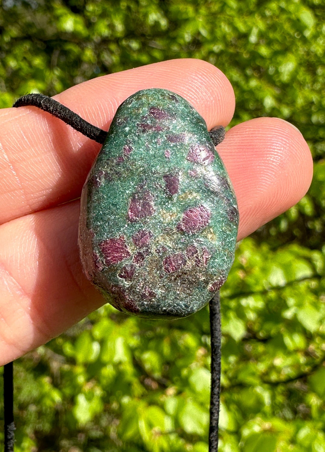 Genuine Ruby in Fuchsite Pendant Tumbled Stone Drilled Spirituality ...