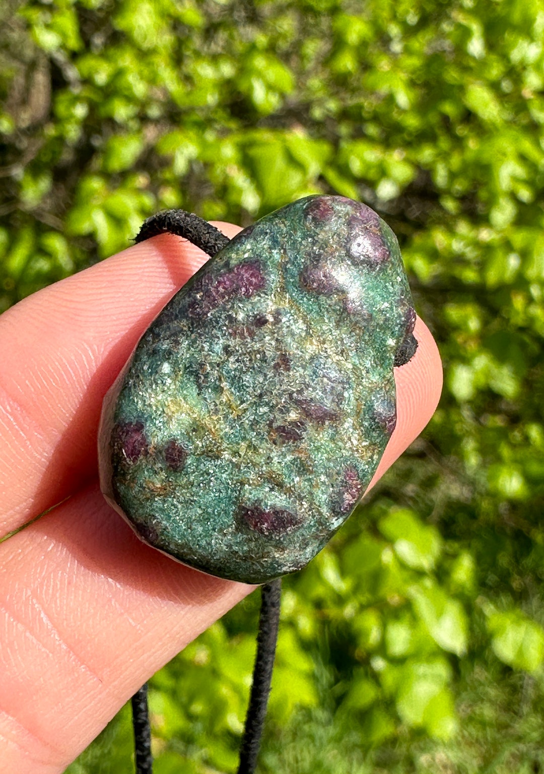 Genuine Ruby in Fuchsite Pendant | Drilled Tumbled Stone | Spirituality ...