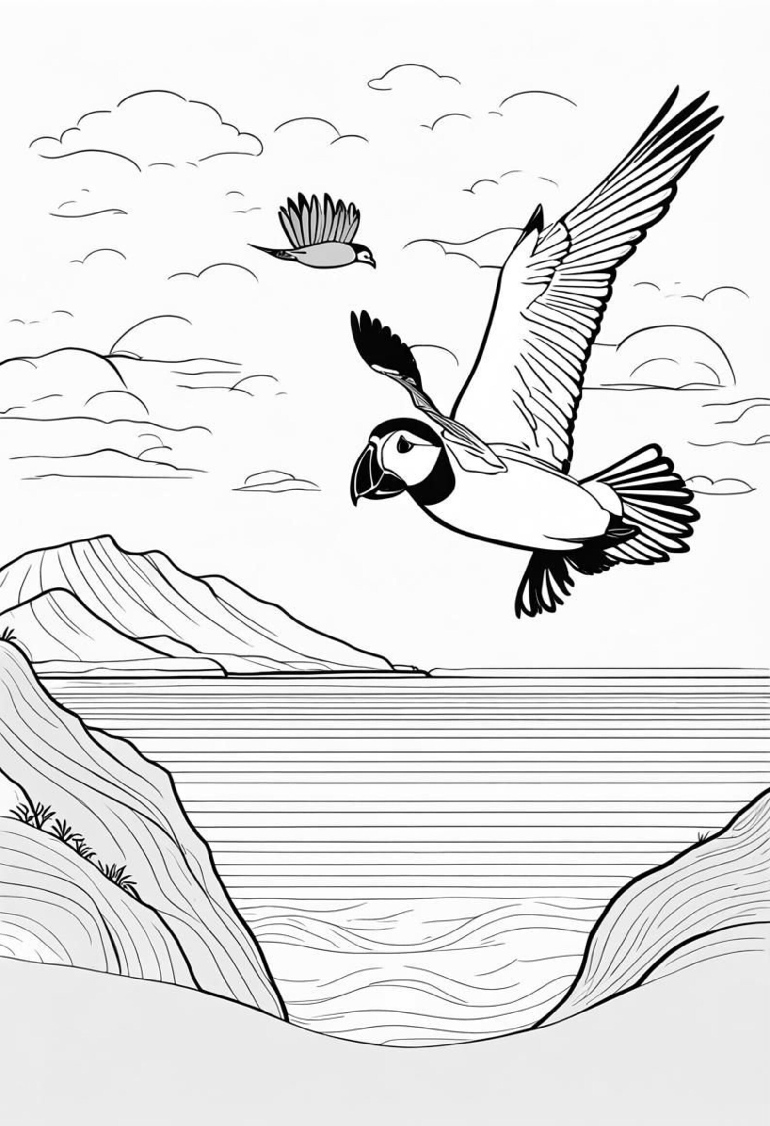 Printable Puffin Coloring Page A4 - Etsy