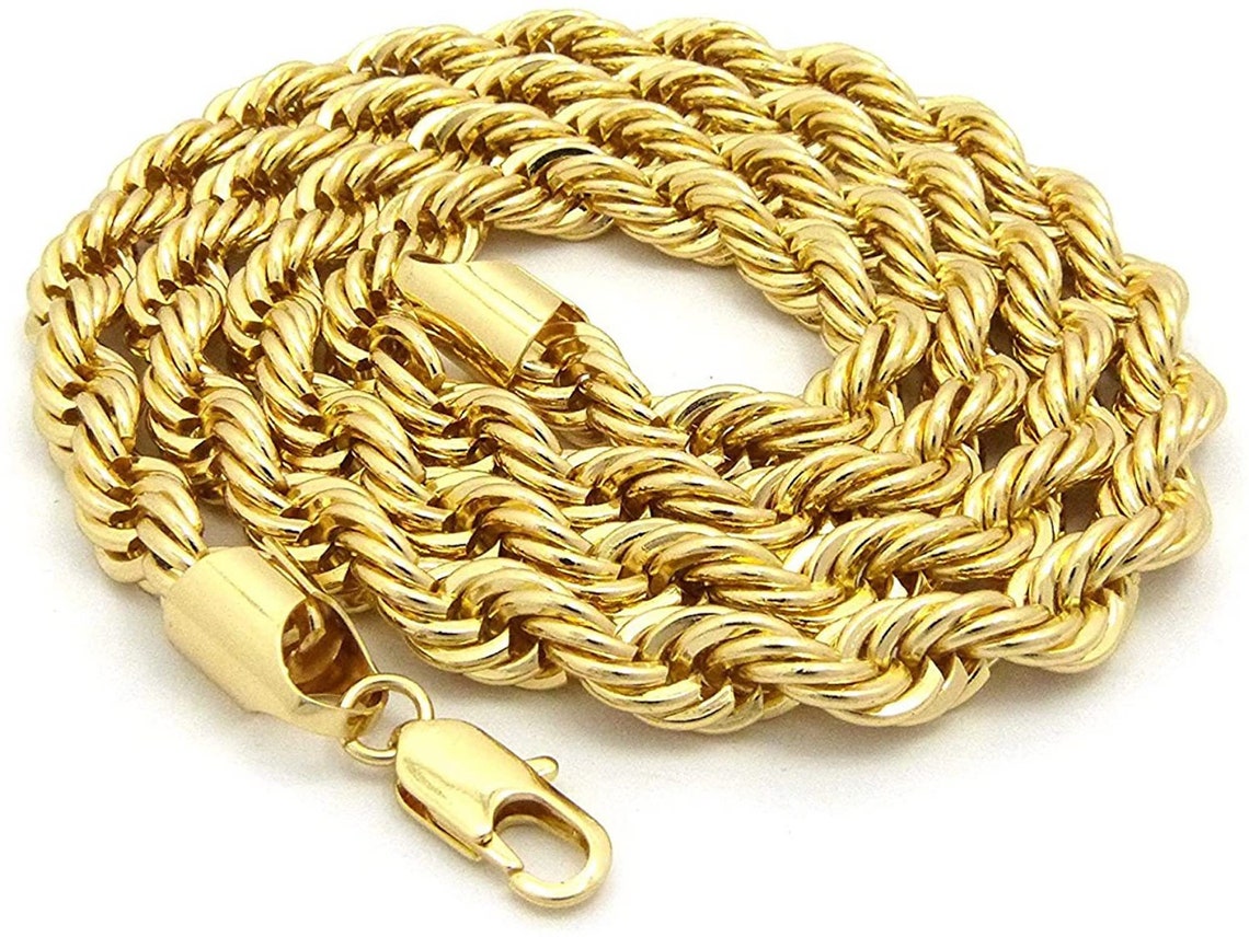 7mm 24K Rope Chain, Hip Hop Chain, Cuban Link Chain, Hip Hop Necklace ...
