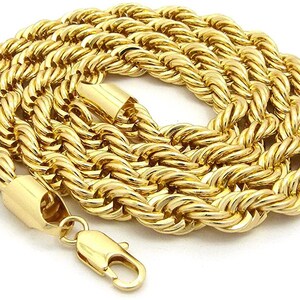 7mm 24K Rope Chain, Hip Hop Chain, Cuban Link Chain, Hip Hop Necklace ...