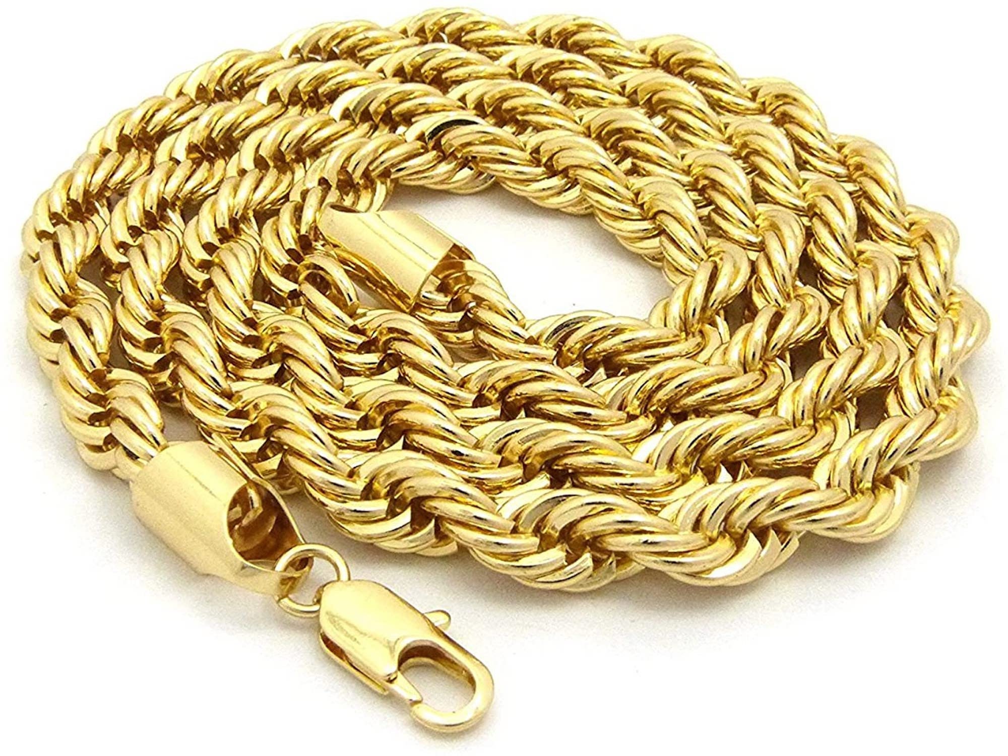 7mm 24K Rope Chain, Hip Hop Chain, Cuban Link Chain, Hip Hop Necklace ...